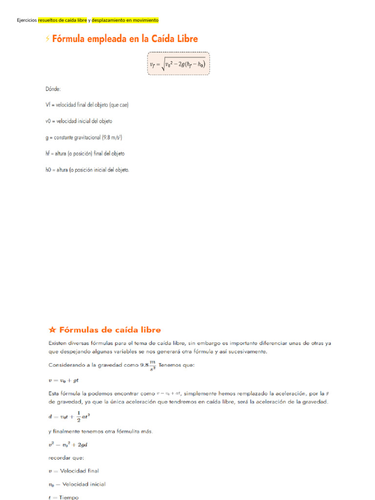 caida libre | PDF