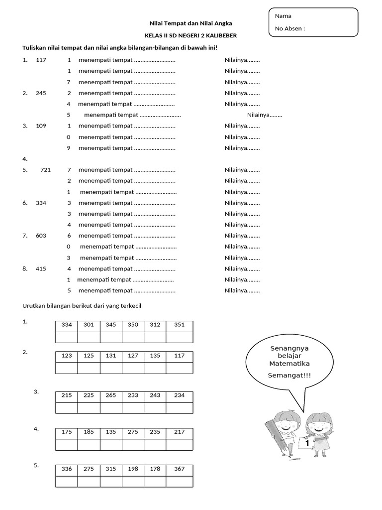 Nilai Tempat Dan Nilai Angka | PDF