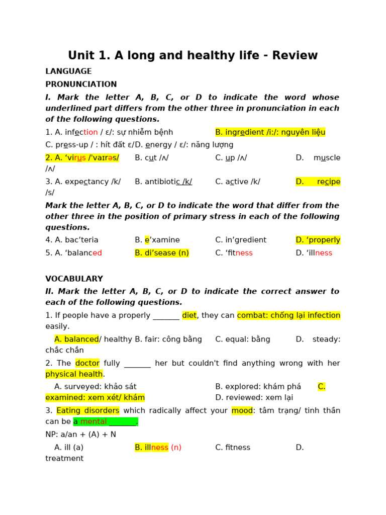Unit 1 Review - Keys | PDF