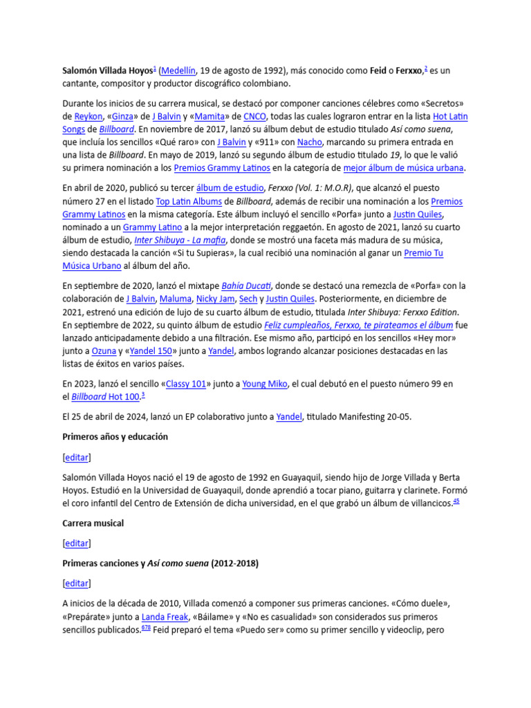 FEID | PDF | Musica en español | Industria de la música