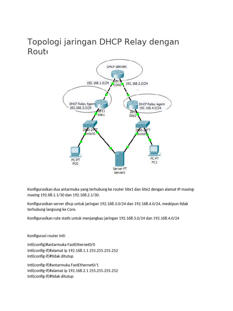 Topologi Jaringan DHCP Relay Dengan Router | PDF