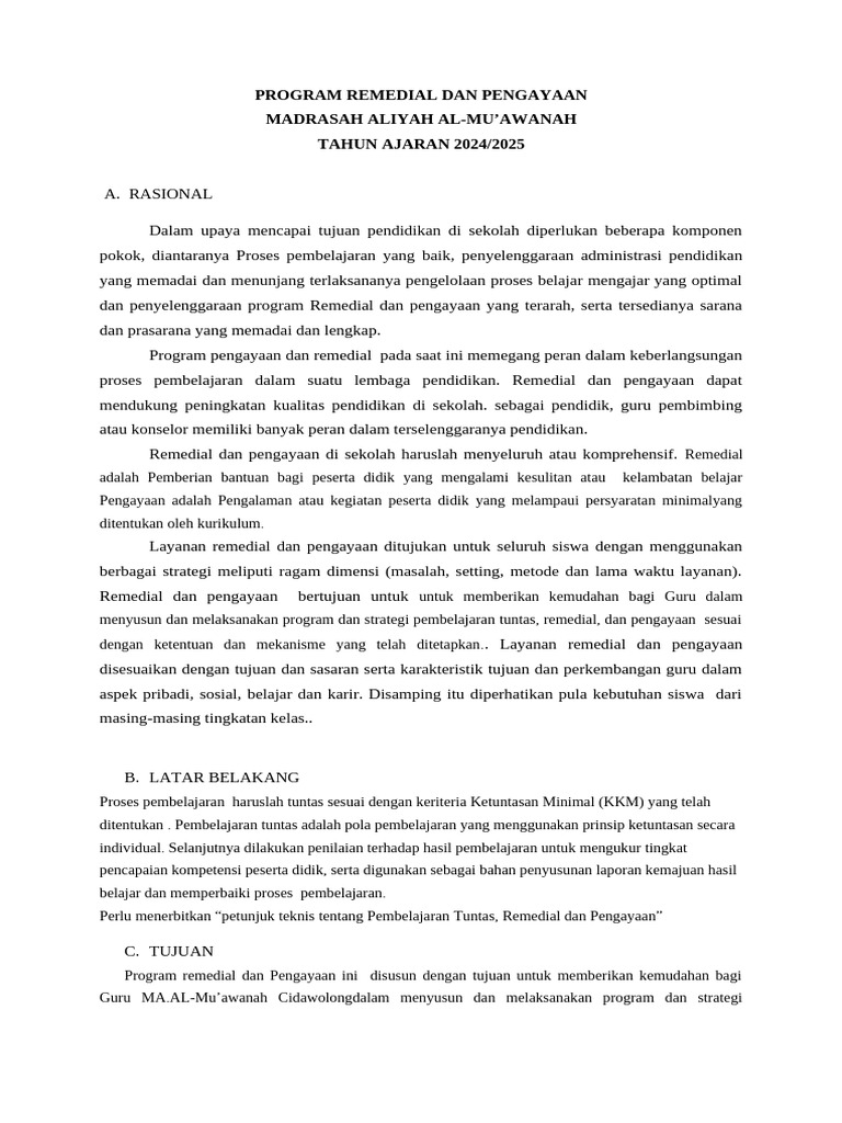 Program Remedial Dan Pengayaan | PDF