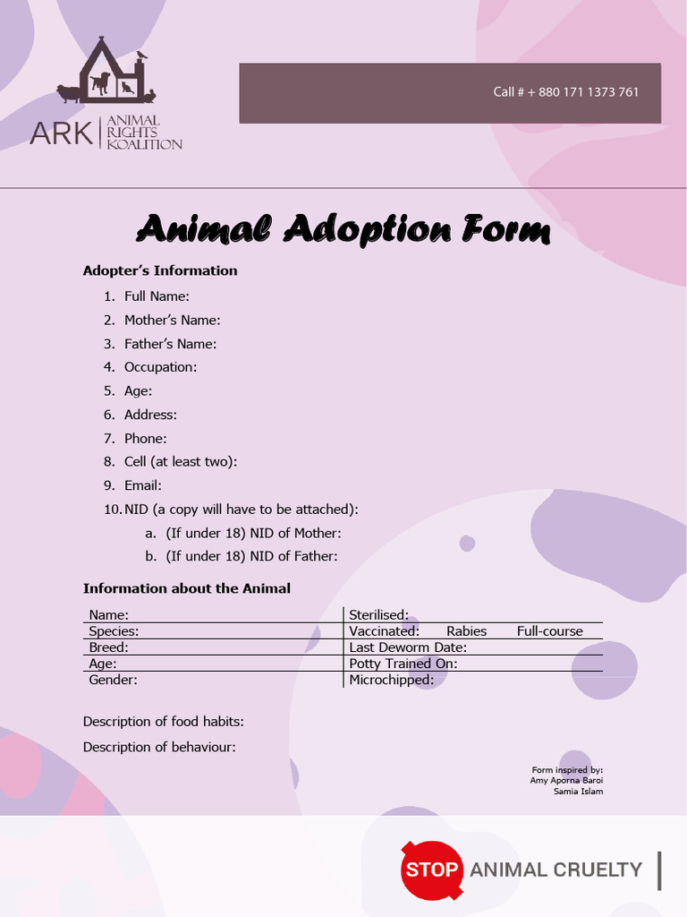 ARK-Adoption-Form-Printable-PDF | PDF