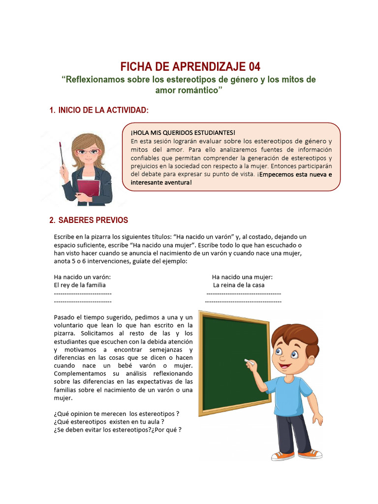 Ficha de Aprendizaje - 1°grado | PDF