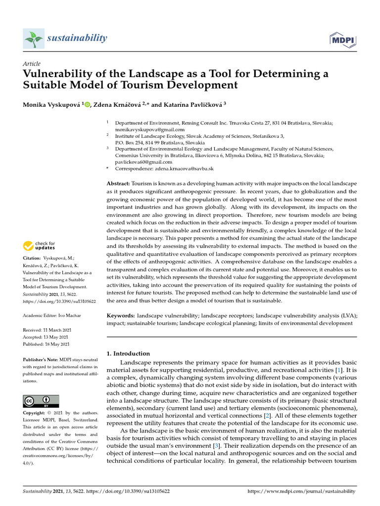 Vulnerability of The Landscape As A Tool For Determining A Suitable ...