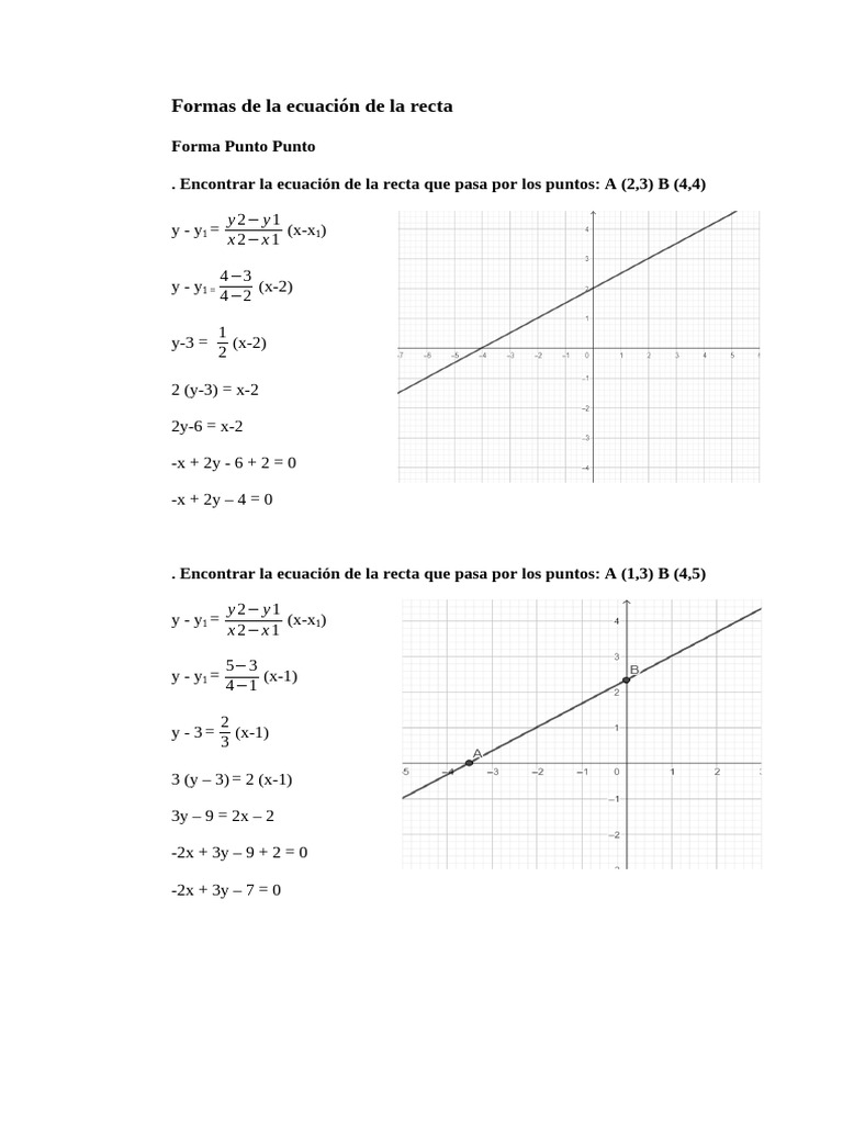 Formas de la ecuación de la recta punto_punto _ punto_ pendiente | PDF