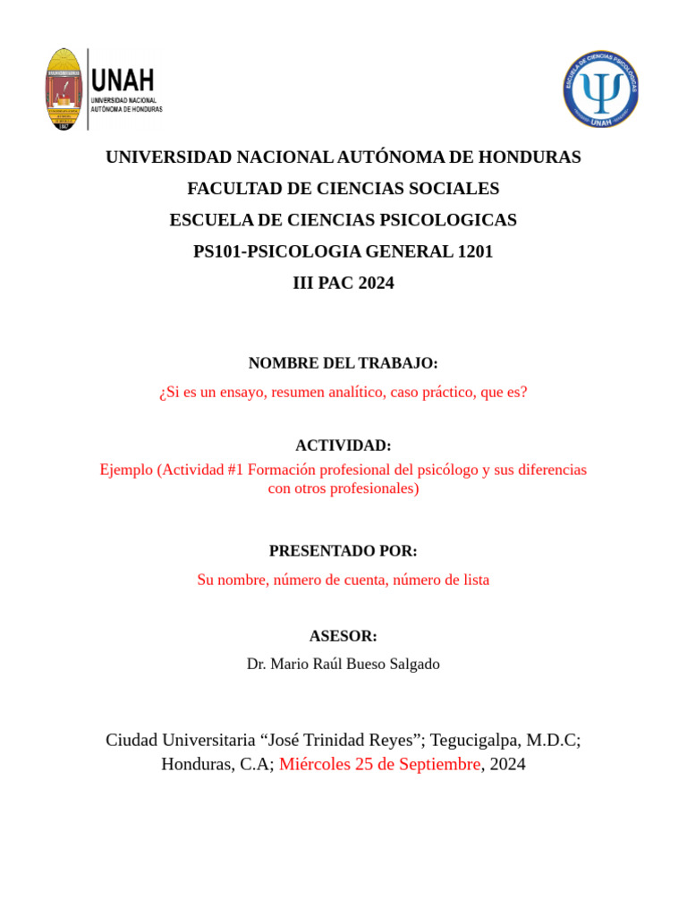 Formato de entrega de trabajos PS GENERAL | PDF