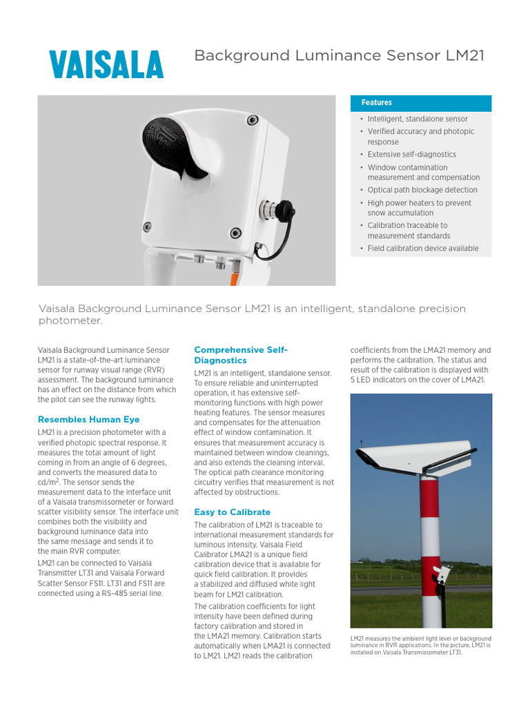 Vaisala LM21 Background Luminance Sensor | PDF | Calibration | Sensor