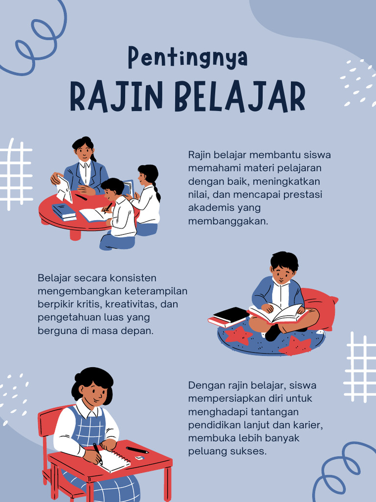 Biru Ilustrasi Poster Sekolah Pentingnya Rajin Belajar | PDF