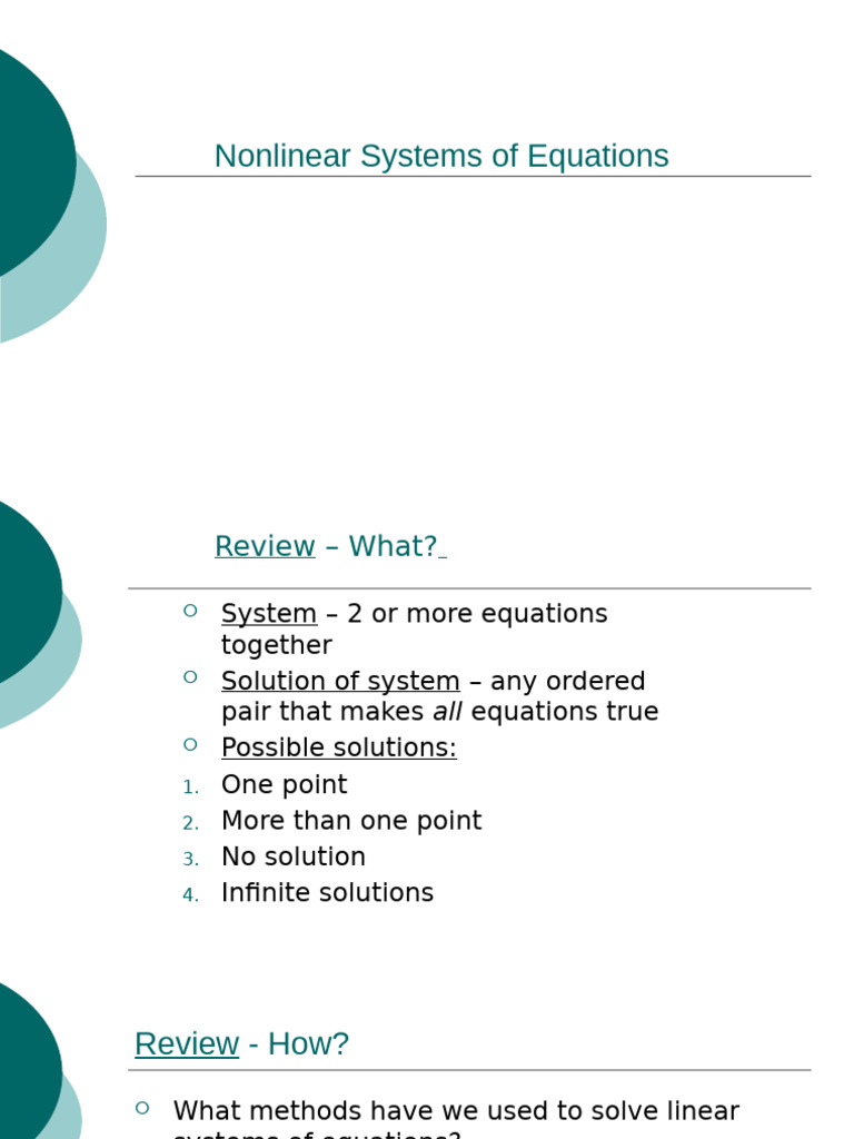 GR 11 PreCal 06 Systems of Nonlinear Equations Edited Modular | PDF