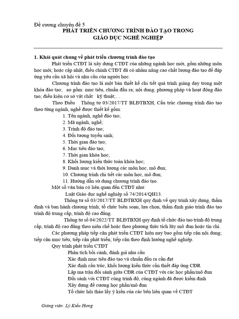 VTE-CDNN. Phat Trien CTDT Trong GDNN | PDF