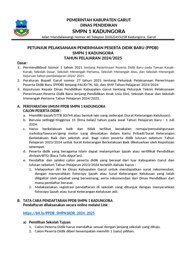 Petunjuk Pelaksanaan PPDB 2024-2025 | PDF