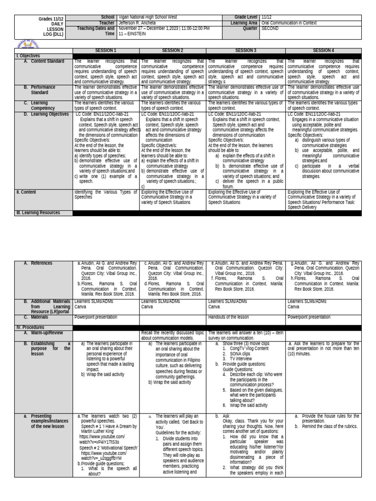 PRINT DLL Q2 Week 3 ORAL COMM | PDF