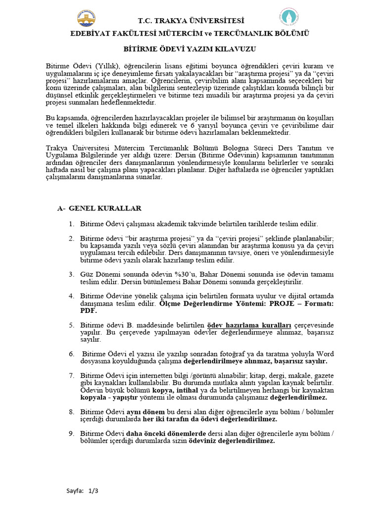 Bitirme Odevi Yazma Klavuzu | PDF