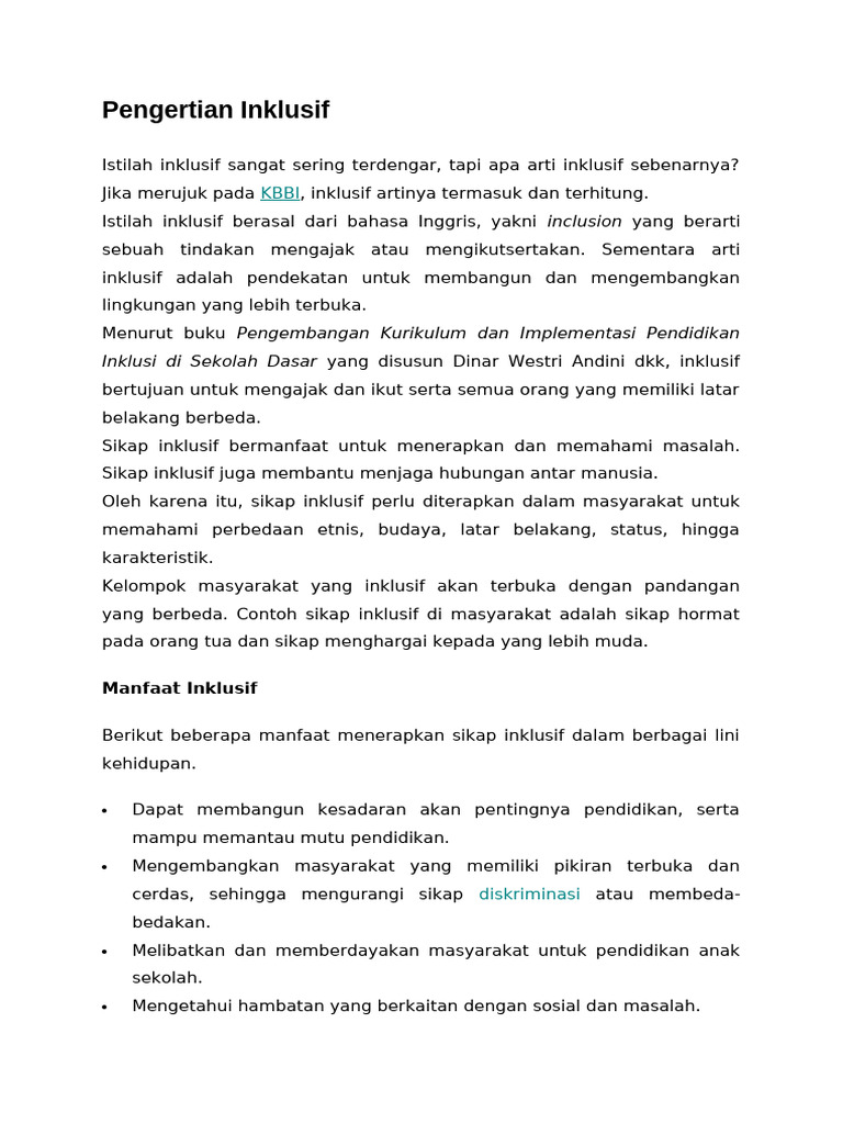 Pengertian Inklusif | PDF