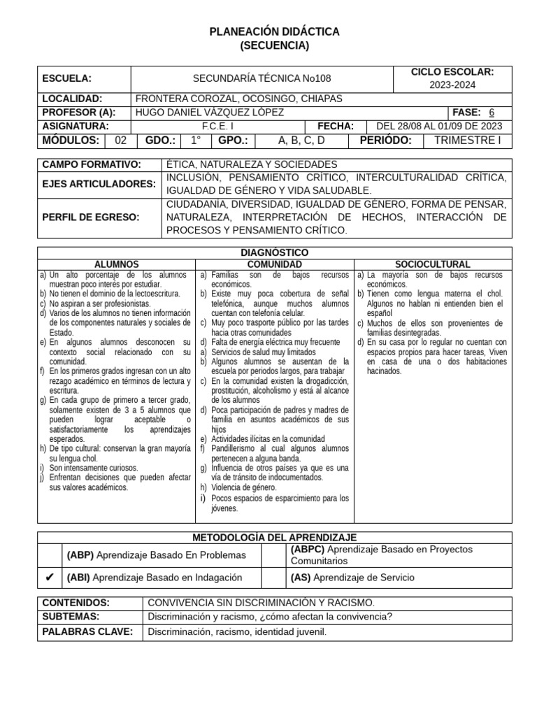 Planeación Didáctica F.C.E Ii - Boceto | PDF
