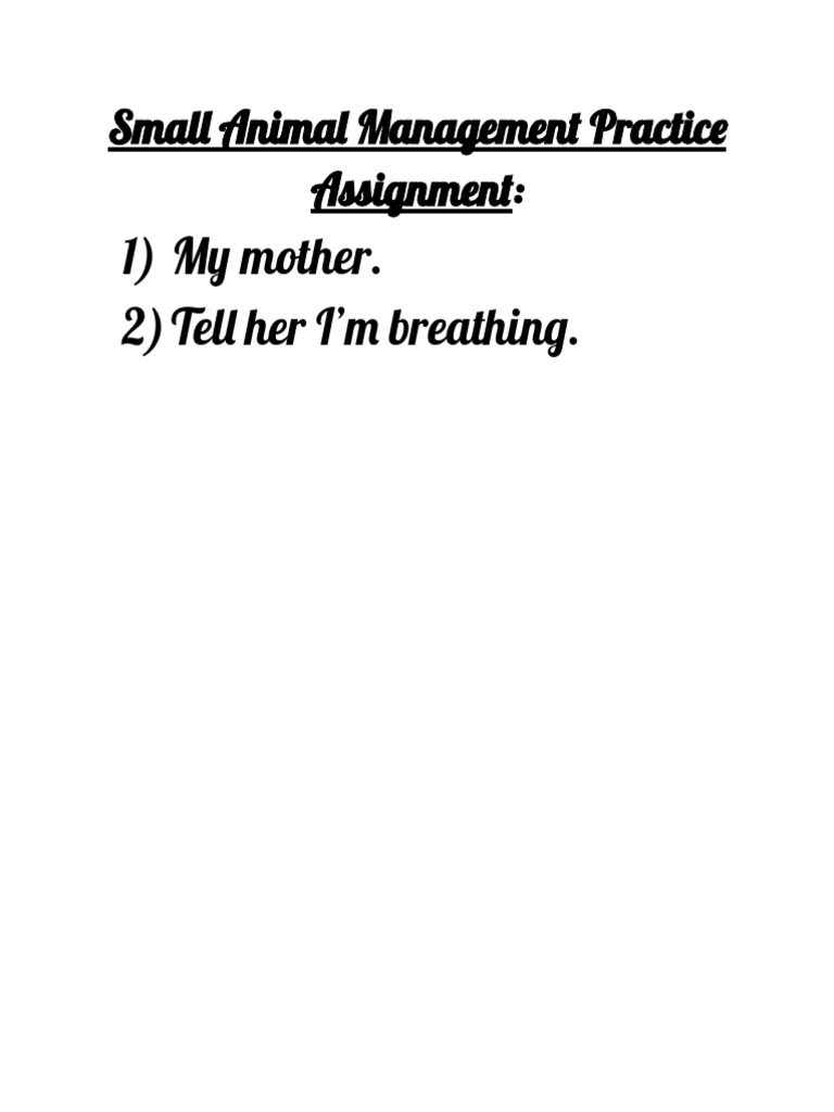 Small Animal Management Practice Assignment | PDF