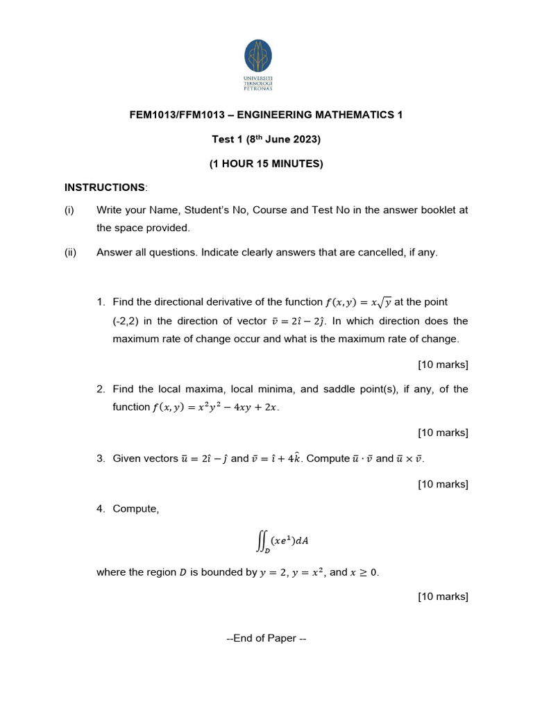 (Test 1) May 2023 | PDF