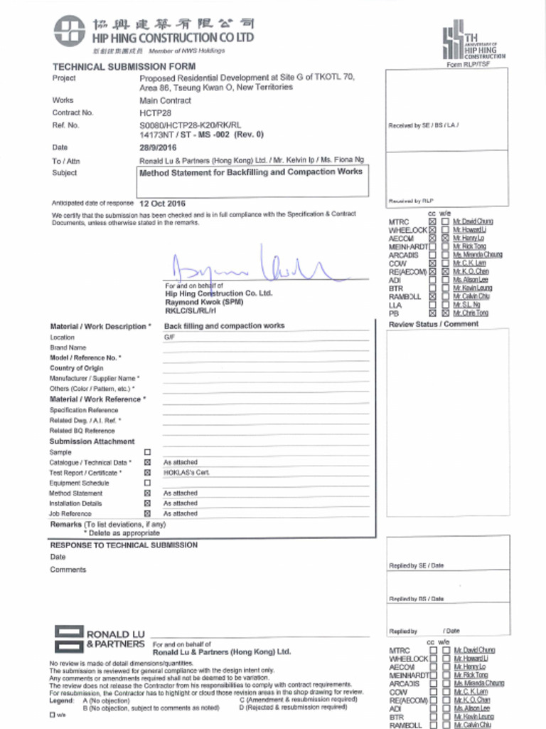 ST-MS-002 Method Statement For Backfilling and Compaction Works | PDF
