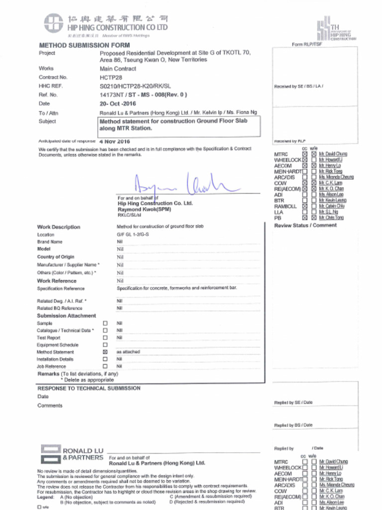 ST-MS-008 Method Statement For Construction of Ground Floor Slab Along ...