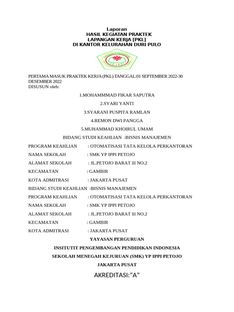 Laporan KEGIATAN PKL | PDF