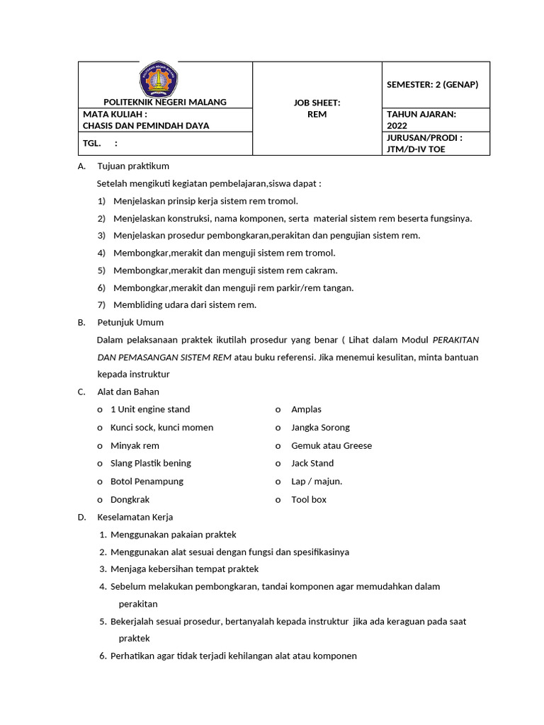 Job Sheet Rem 2 | PDF