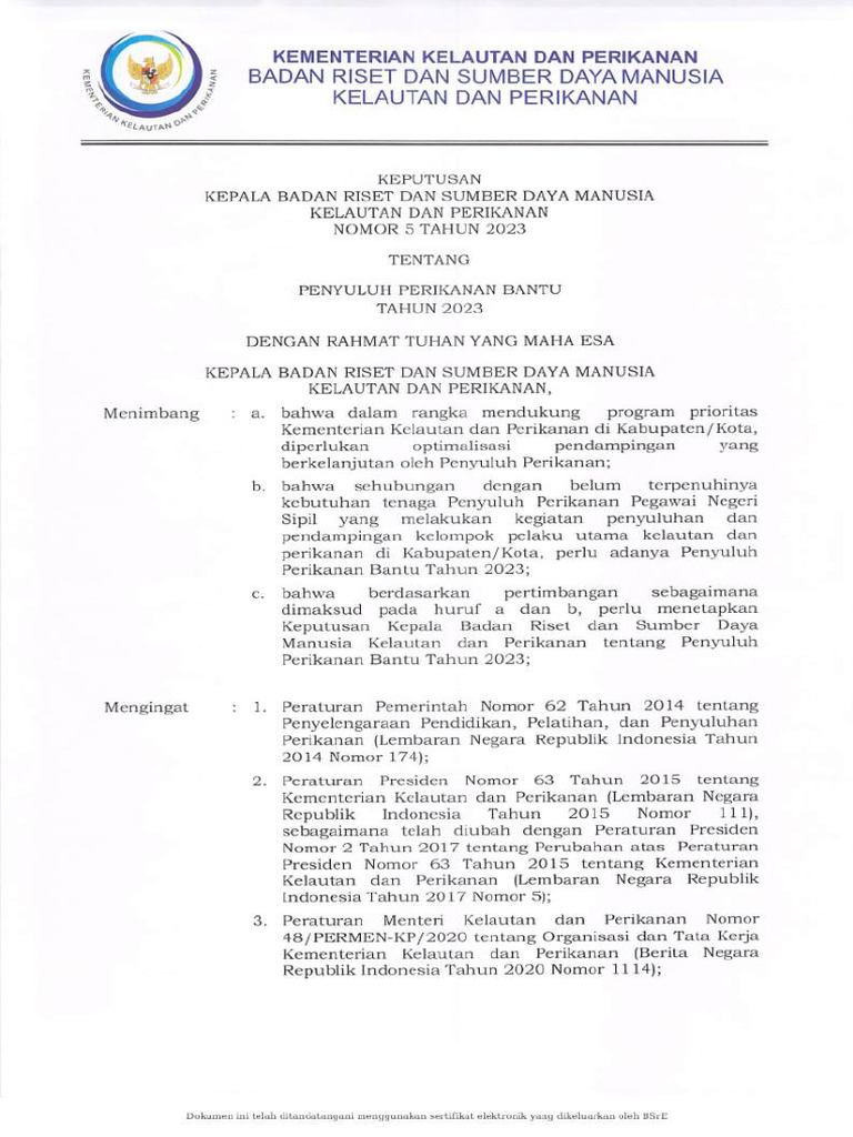 SK Penyuluh Perikanan Bantu Tahun 2023 - 11zon | PDF