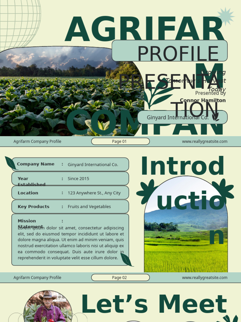 Light Yellow & Green Minimalist Agrifarm Company Profile Presentat ...