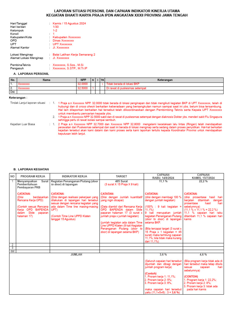 Format Laporan Harian | PDF