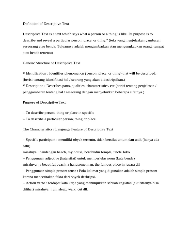 Definition of Descriptive Text | PDF