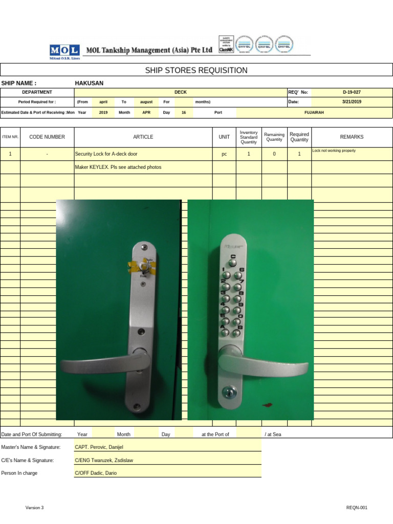 D-19-027 Security Lok For A-Deck Door | PDF