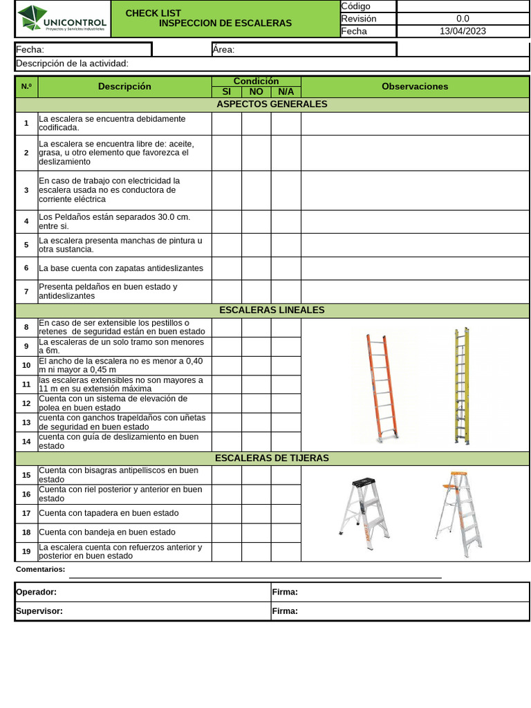 UNI-Check List Escaleras | PDF