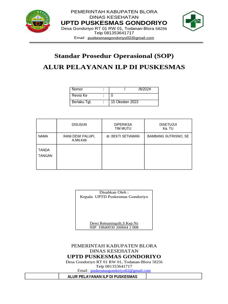 SOP Alur Pelayanan ILP Puskesmas | PDF