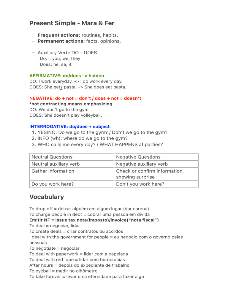 Present Simple | PDF