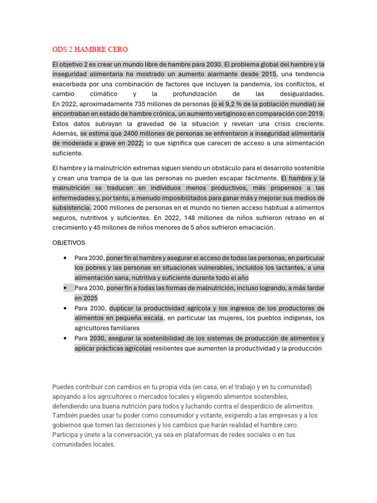 Ods 2 Hambre Cero PDF | PDF