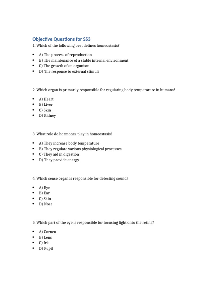 SS3 Objective Questions | PDF