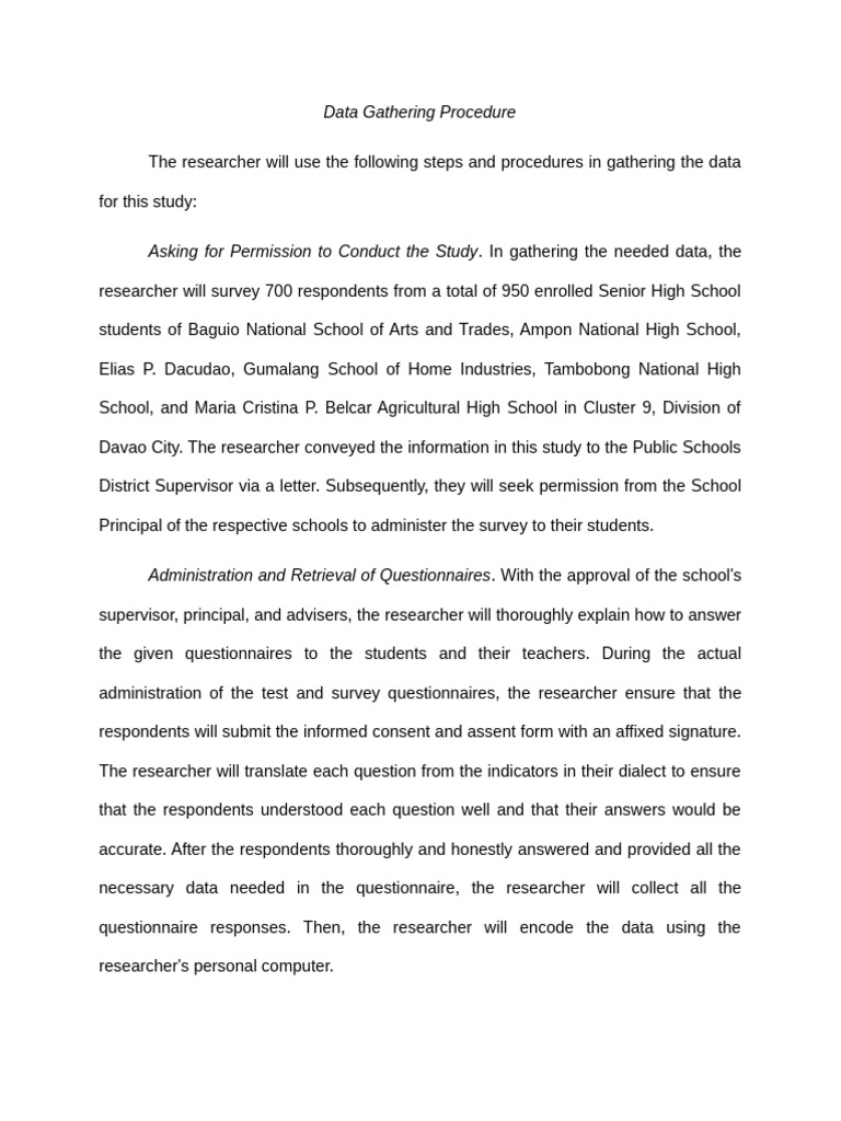 Data Gathering Procedure | PDF