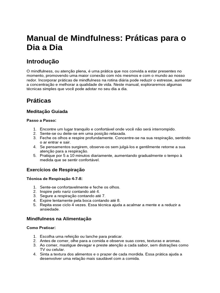 Manual de Mindfulness - Práticas para o Dia A Dia | PDF