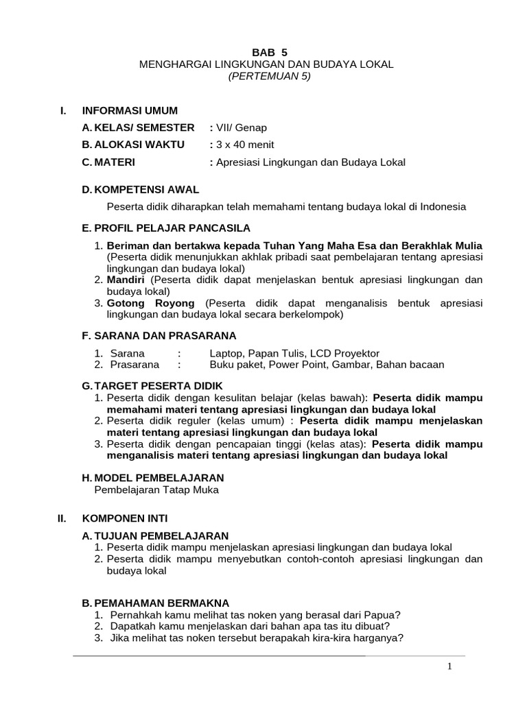 Modul Ajar Kelas VII BAB 5 Materi 5 | PDF