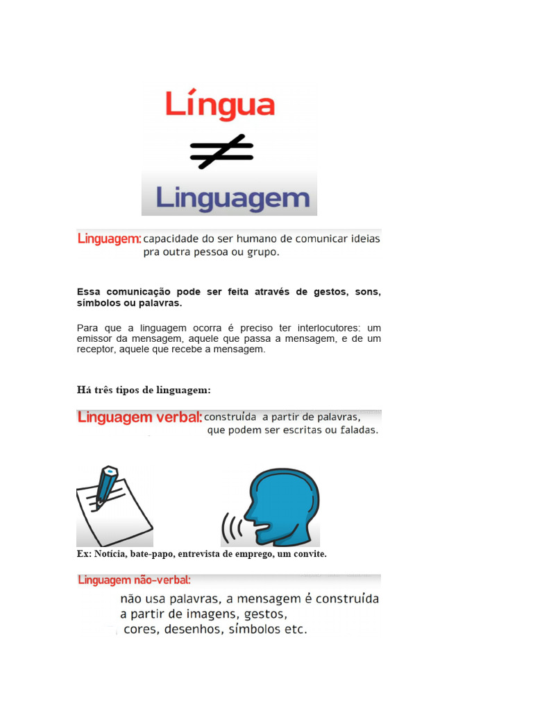 Língua e Linguagens - Verbal - Não Verbal - Mista | PDF