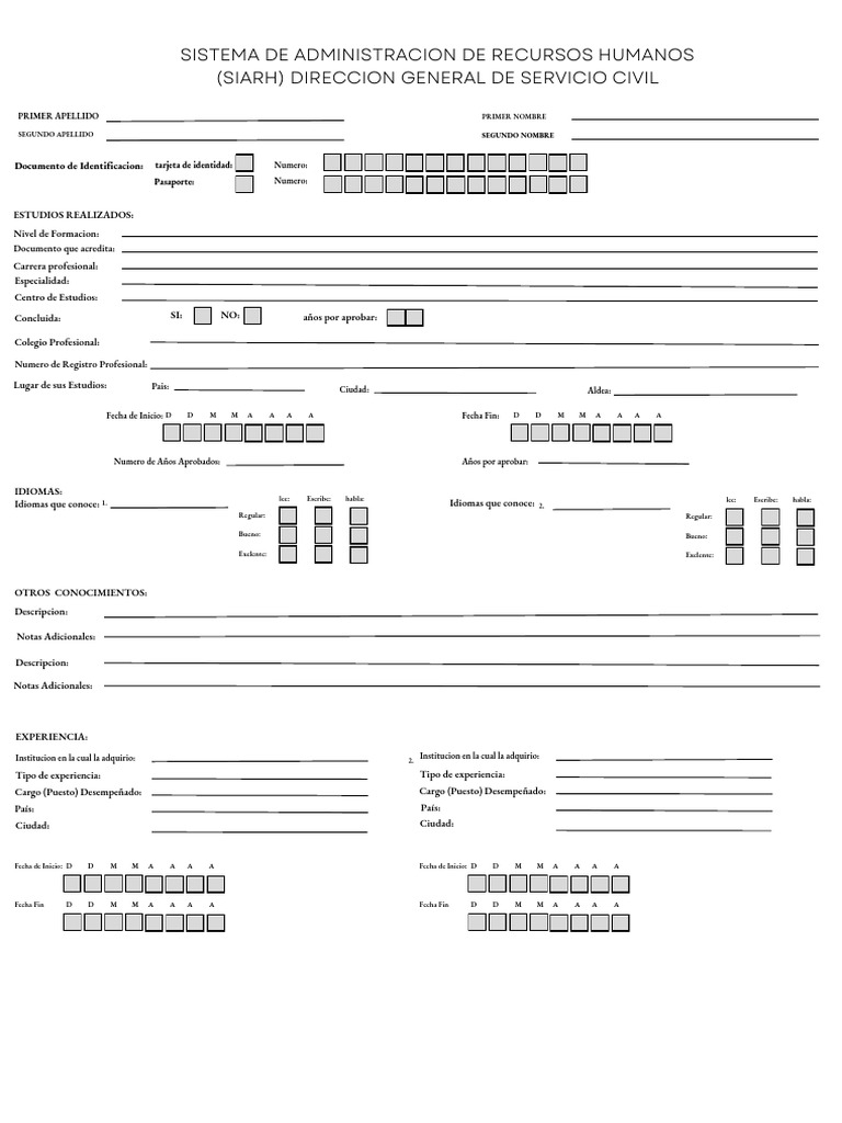Sistema de Administracion de Recursos Humanos (Siarh) Direccion General ...