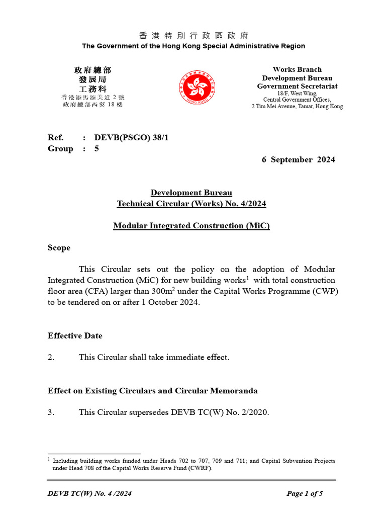 Ref.: Devb (Psgo) 38/1 Group: 5 6 September 2024 Development Bureau ...