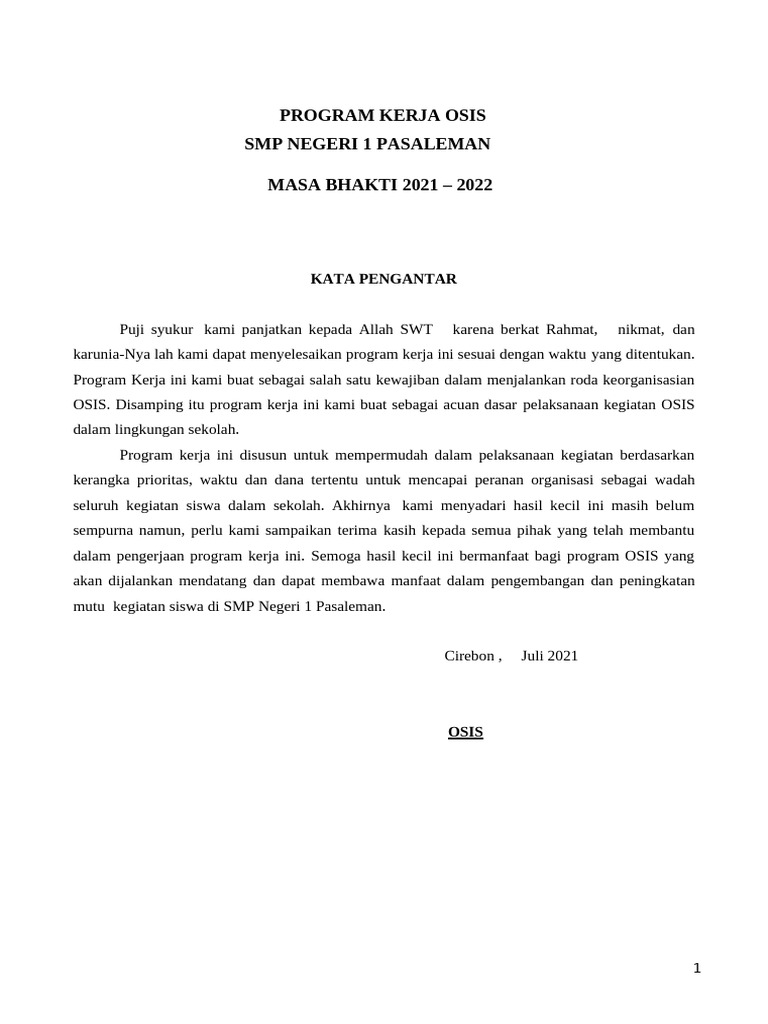 Proker OSIS 2021 2022 | PDF