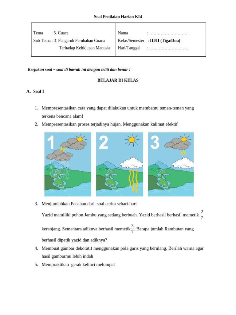 Soal Ki4 Kelas 3 Tema 5 Sub 3 | PDF