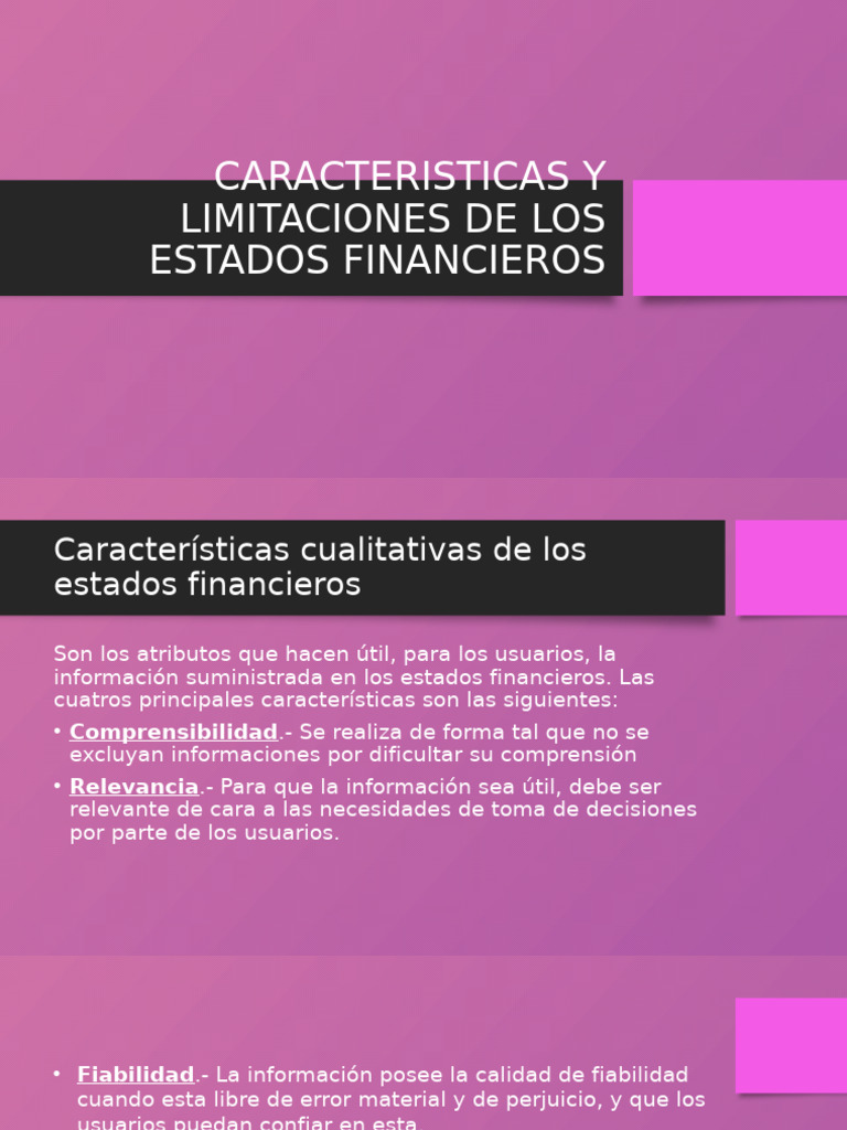 Caracteristicas y Limitaciones de Los Estados Financieros | PDF