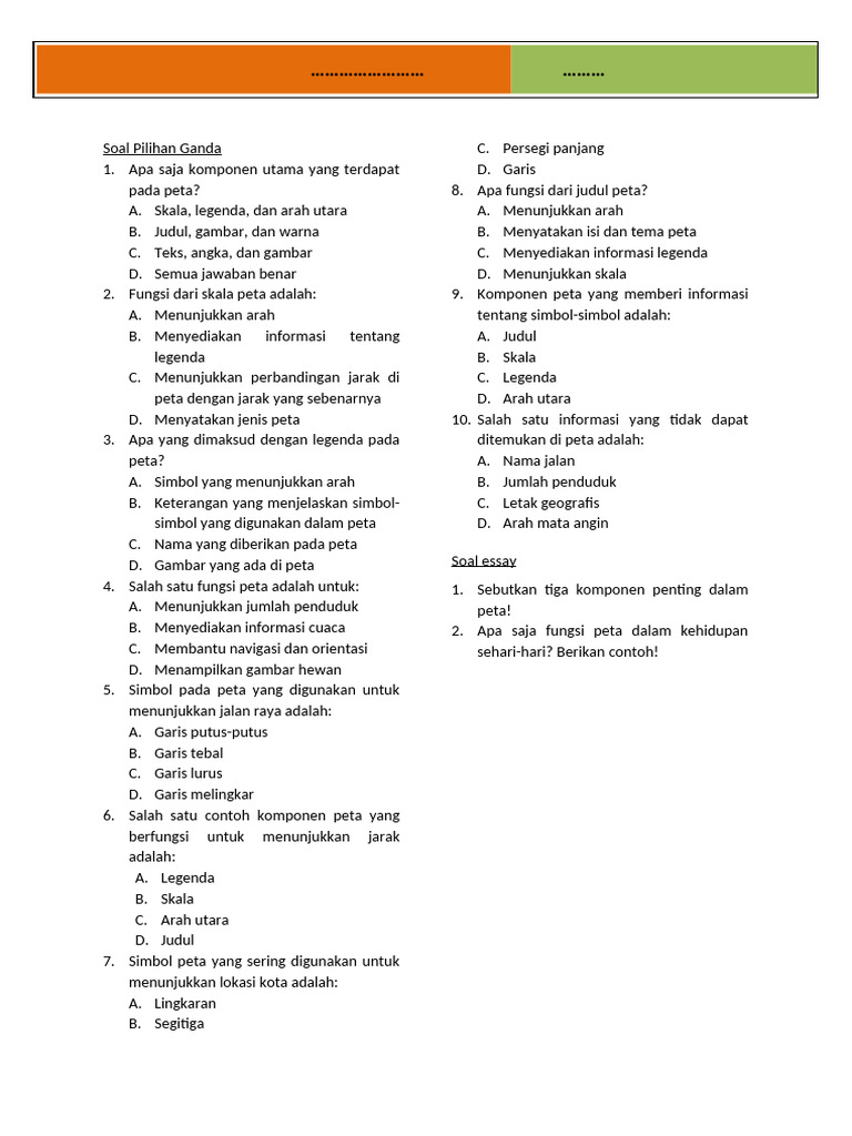 Soal Ulangan Harian IPS (Peta) | PDF