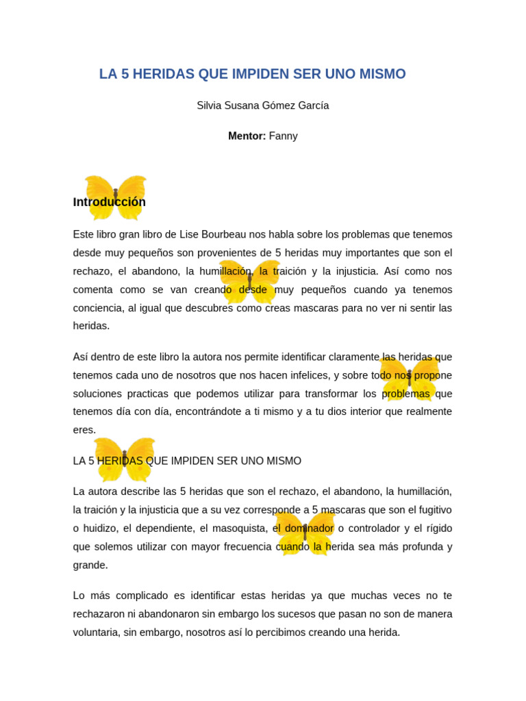 Reporte Libro 5 Heridas | PDF