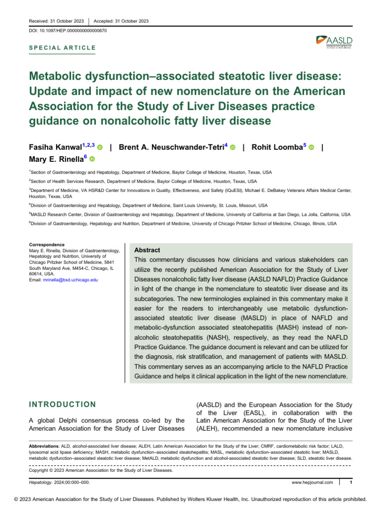 Metabolic Dysfunction Associated Steatotic Liver.634 | PDF