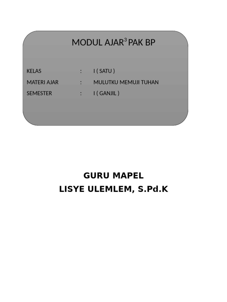 MODUL AJAR3 PAK BP | PDF