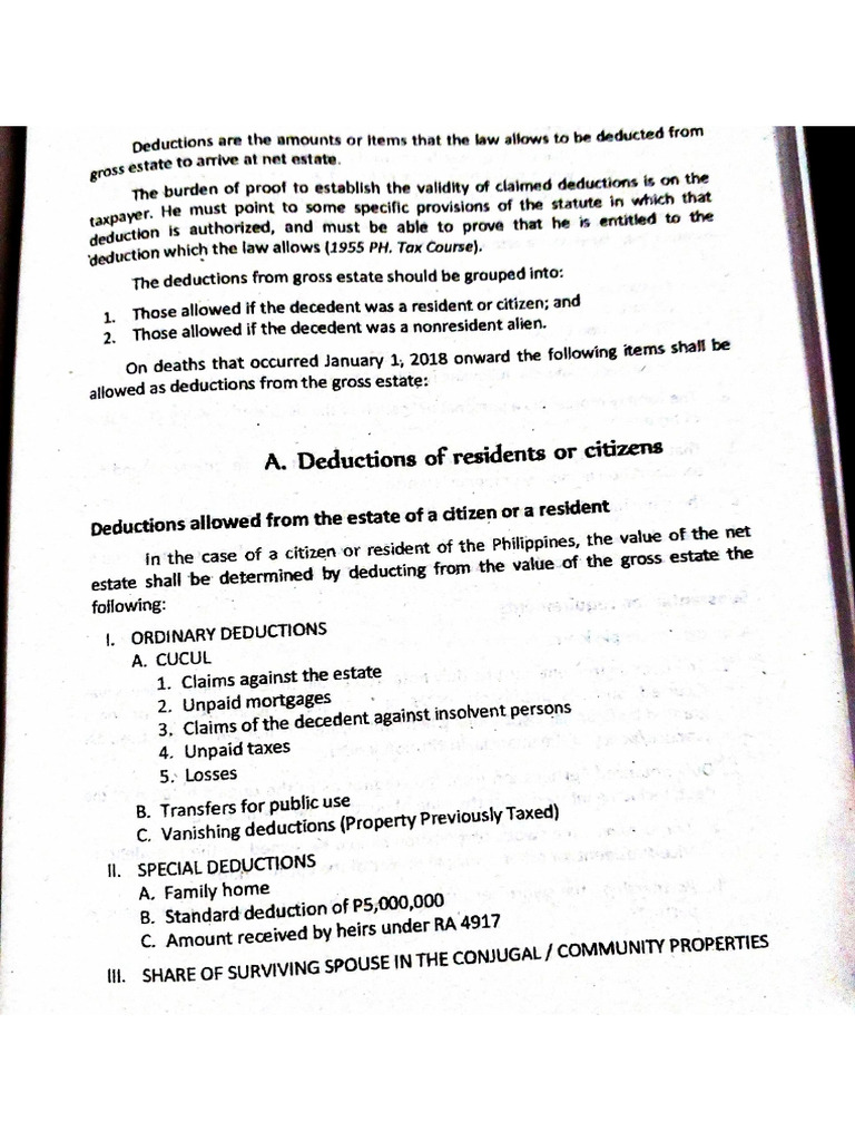 Chapter 7 (Deductions From Gross Estate) | PDF